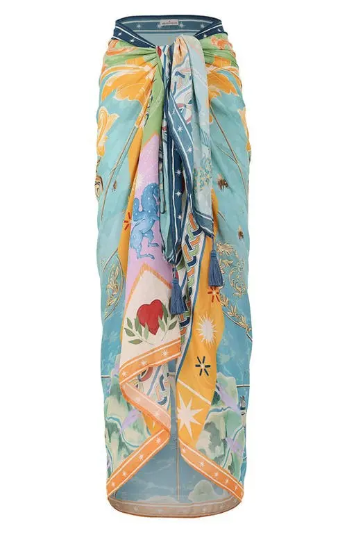 Agua Bendita Marine Solstice Tassel Cover-up Pareo