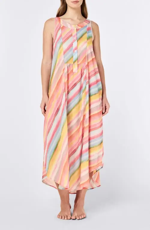 PAPINELLE Sophie Stripe Cotton Nightgown - Sorbet Pink