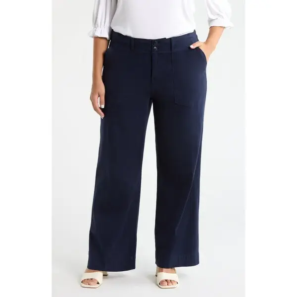 LIVERPOOL Patch Pocket Wide Leg Utility Trousers