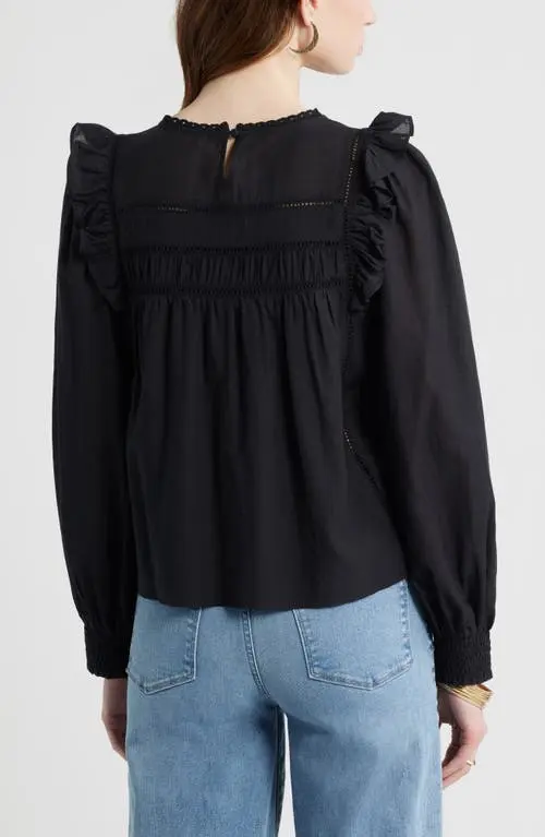Treasure & Bond Ladder Cutout Cotton Top - Black