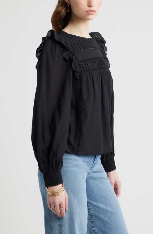 Treasure & Bond Ladder Cutout Cotton Top - Black