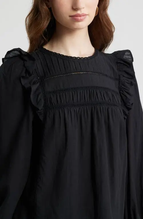 Treasure & Bond Ladder Cutout Cotton Top - Black