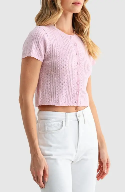 ALL IN FAVOR Pointelle Crop Sweater - Pink