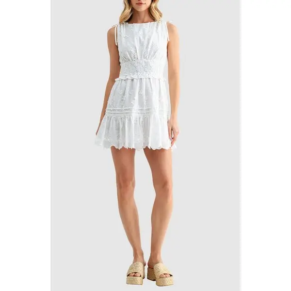ALL IN FAVOR 3d Floral Embroidered Minidress