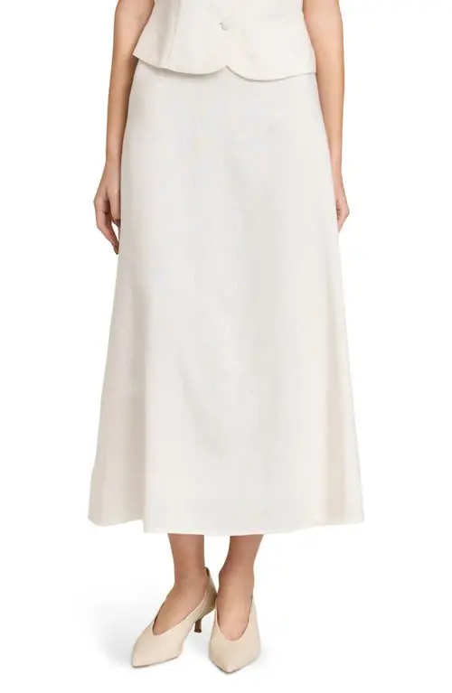 WAYF Blair Linen Blend Midi Skirt - Ivory