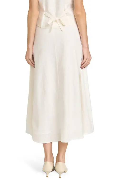 WAYF Blair Linen Blend Midi Skirt - Ivory