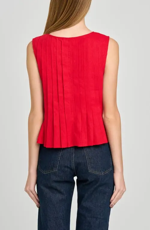 WAYF Romy Pleated Top - Red