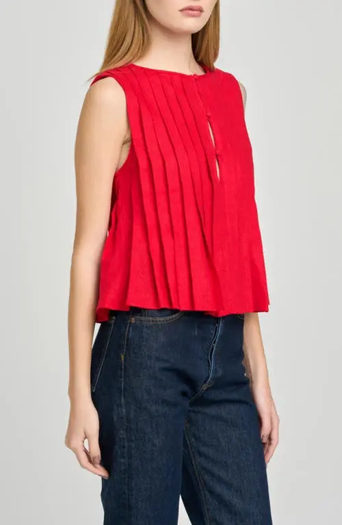 WAYF Romy Pleated Top - Red