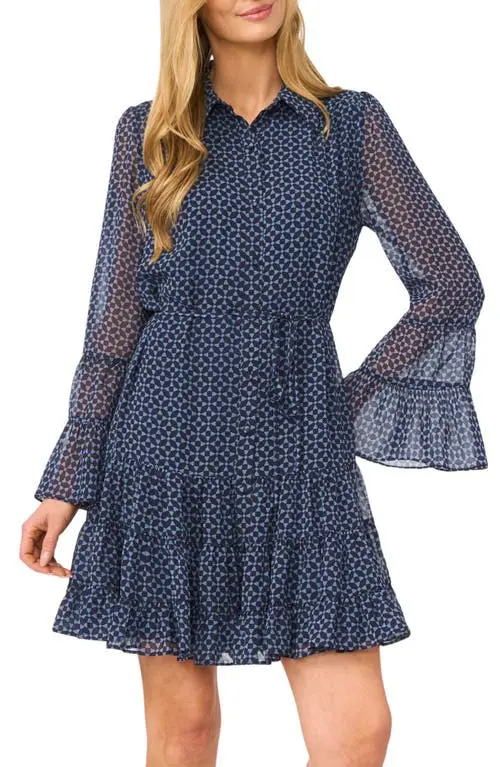 CECE DUPRAZ Tiered Flounce Long Sleeve Dress