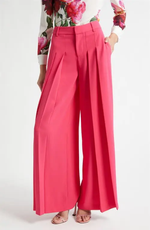 Alice + Olivia Blaire Pleated Wide-leg Pants - Deep Pink