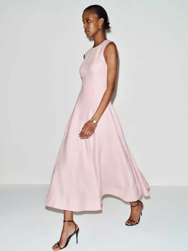 REFORMATION Cecilia Linen Dress - Pink