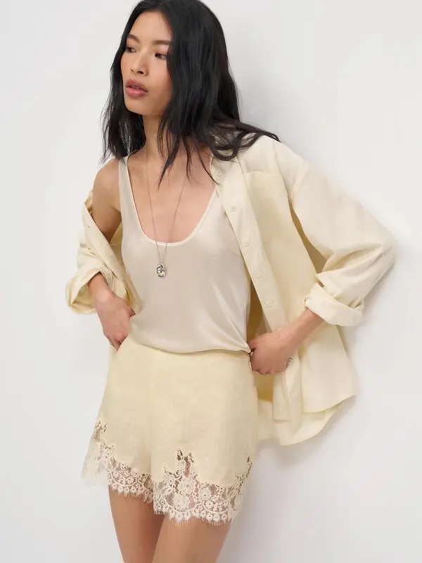 REFORMATION Linen Shorts - Ivory