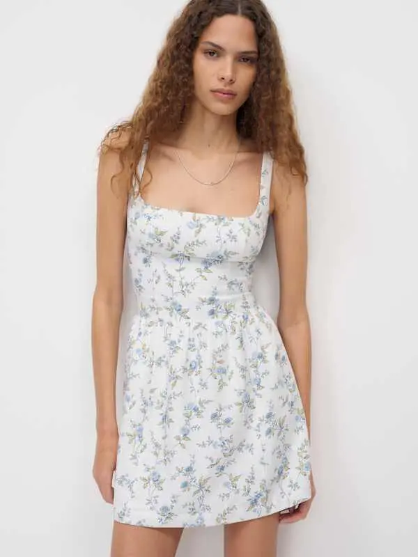 REFORMATION Janu Linen Mini Dress - Ivory
