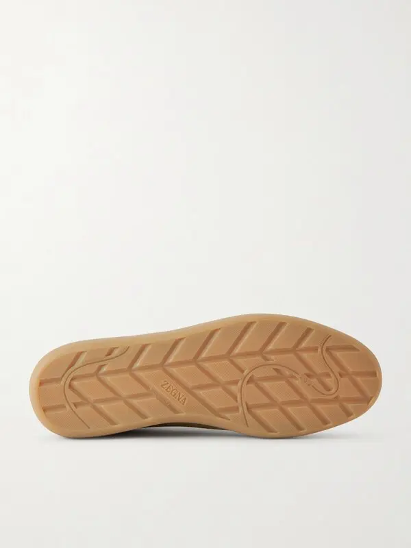 Zegna 232 Leather-trimmed Suede Sneakers - Brown