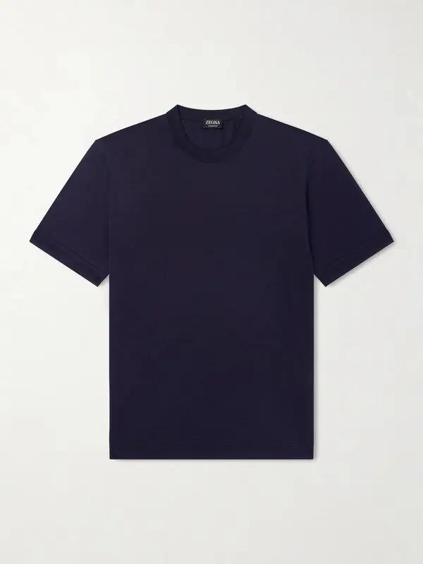 Zegna Cotton And Silk-blend Jersey T-shirt - Blue