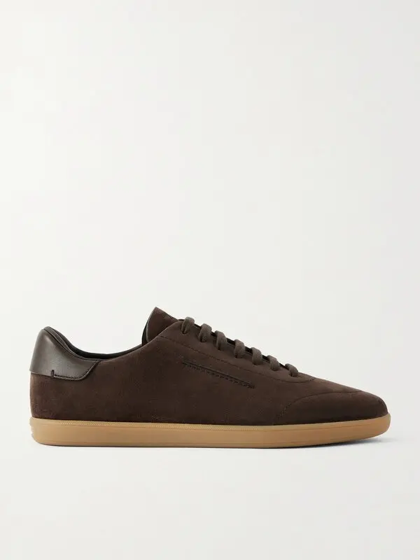 Zegna 232 Leather-trimmed Suede Sneakers - Brown