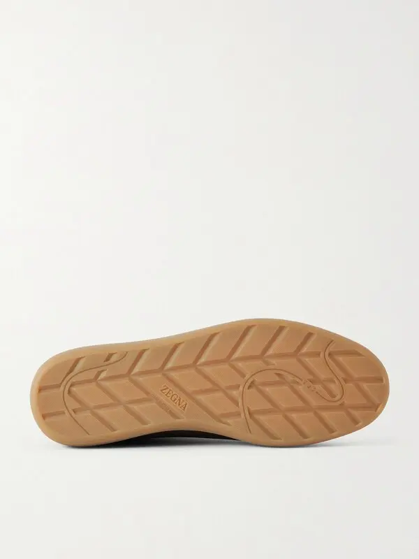 Zegna 232 Leather-trimmed Suede Sneakers - Brown
