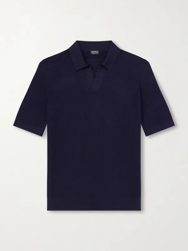 Zegna Slim-fit Cotton-piqué Polo Shirt - Blue