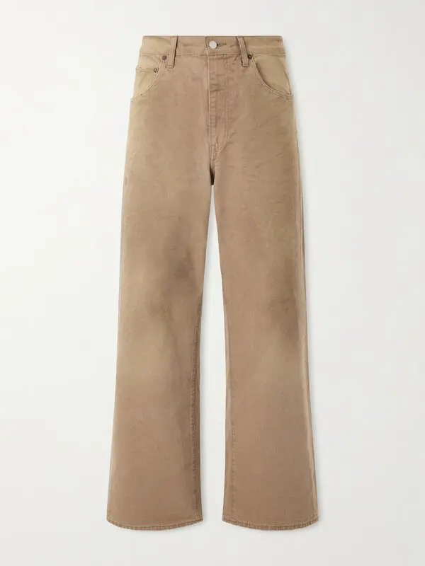 SSSTEIN Straight-leg Distressed Cotton Trousers - Neutrals