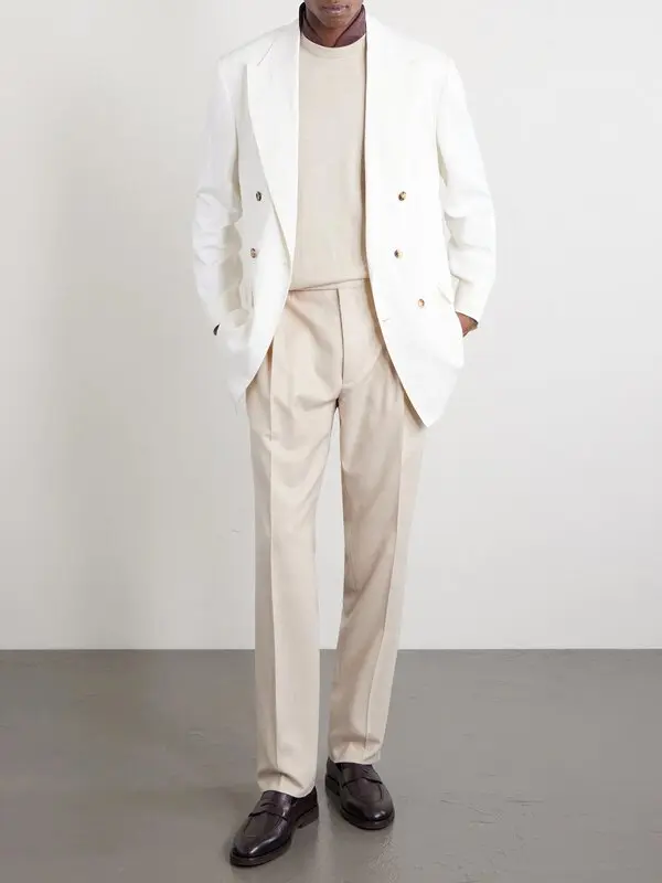 Ralph Lauren Purple Label Straight-leg Pleated Wool-flannel Trousers