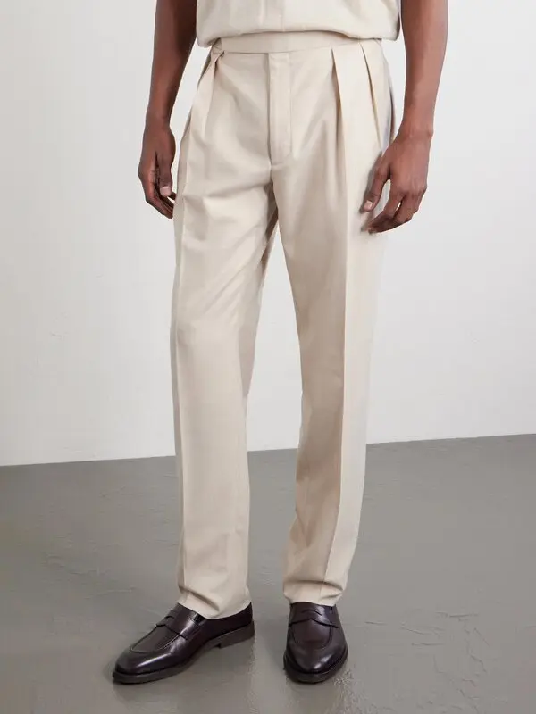 Ralph Lauren Purple Label Straight-leg Pleated Wool-flannel Trousers