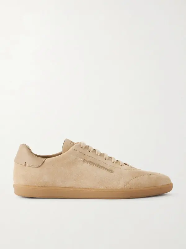 Zegna 232 Leather-trimmed Suede Sneakers - Neutrals