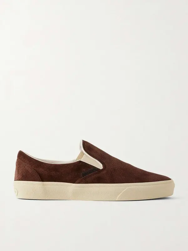 TOM FORD Perforated Suede Slip-on Sneakers