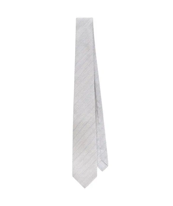 Saint Laurent Striped Silk-voile Neck Tie - Blue