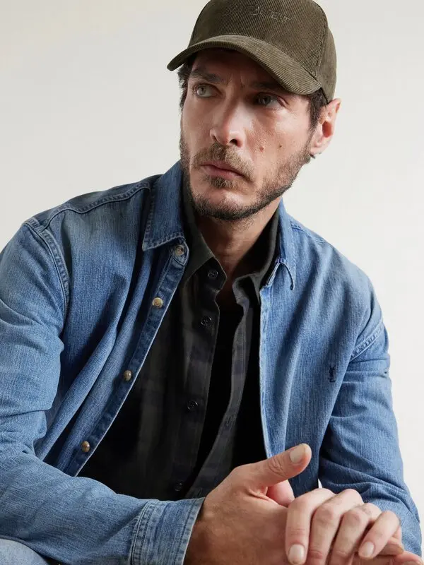 Saint Laurent Logo-embroidered Cotton-corduroy Baseball Cap - Green