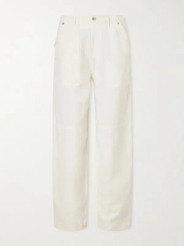 WALES BONNER Hymn Paneled Linen-blend Twill Wide-leg Pants - Neutrals