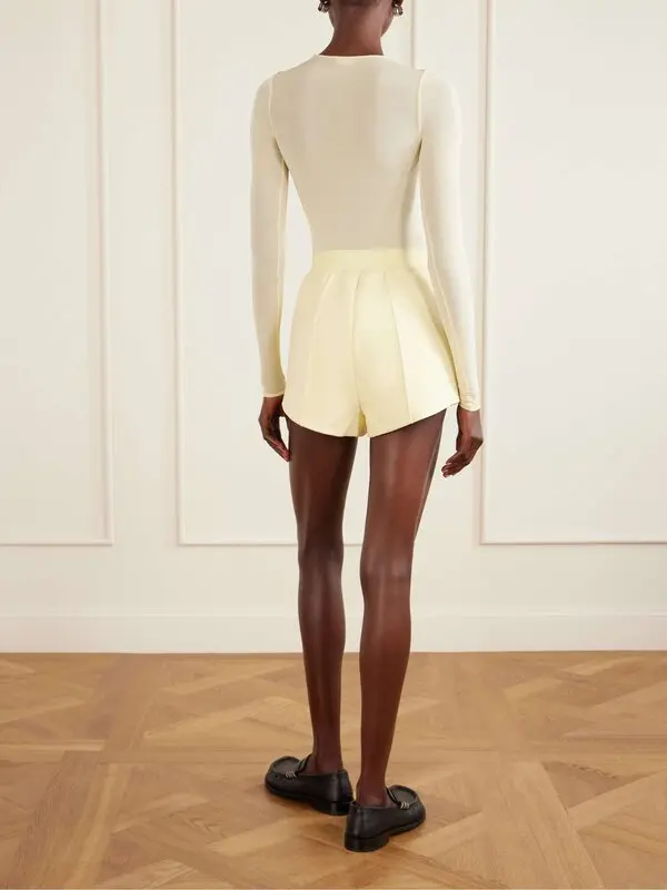 Wardrobe.NYC Stretch-jersey High-waisted Shorts - Pastel Yellow