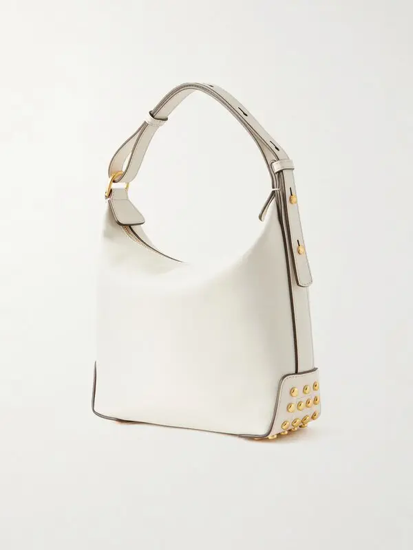 TOD'S Studded Leather Shoulder Bag - White