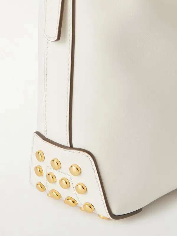 TOD'S Studded Leather Shoulder Bag - White