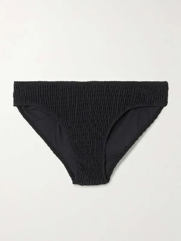 Ulla Johnson Marseille Smocked Bikini Briefs - Black