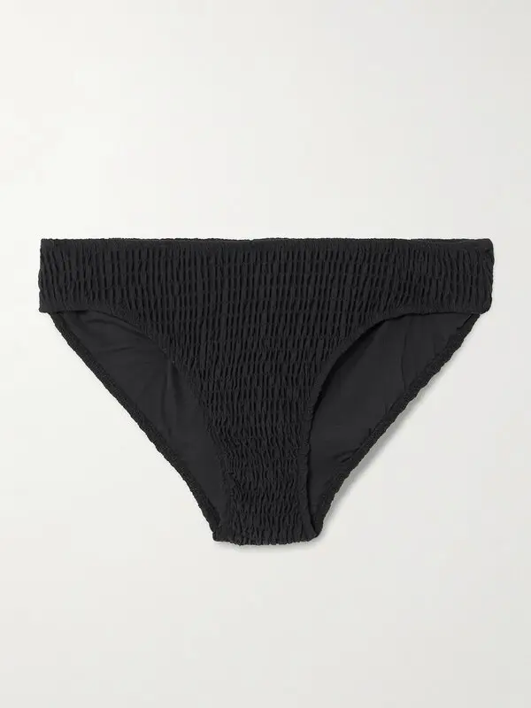 Ulla Johnson Marseille Smocked Bikini Briefs - Black