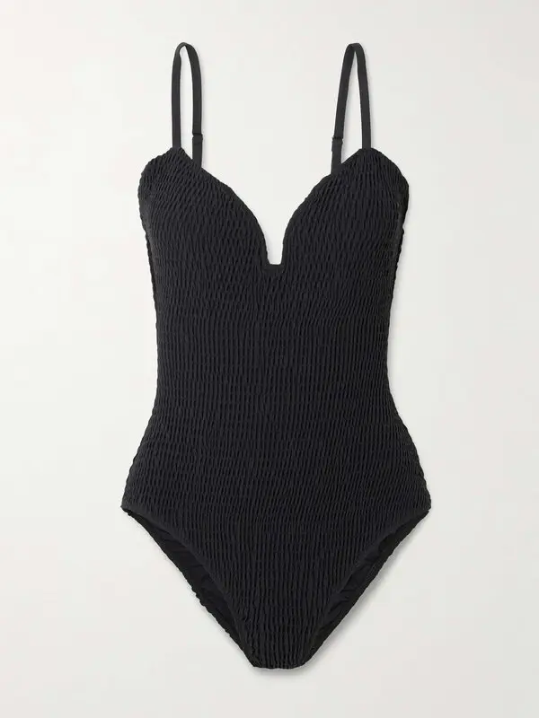 Ulla Johnson Biarritz Smocked Swimsuit - Black