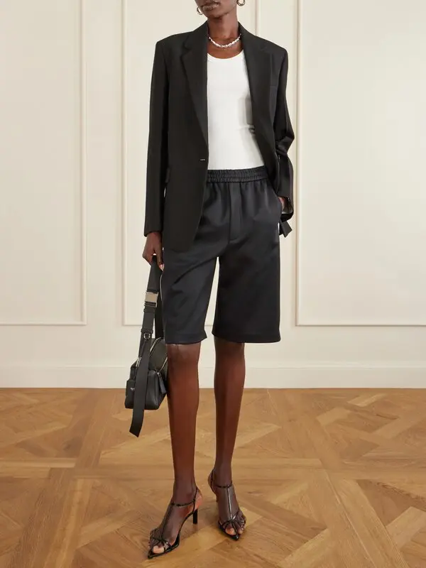 Tibi Active Striped Jersey Shorts