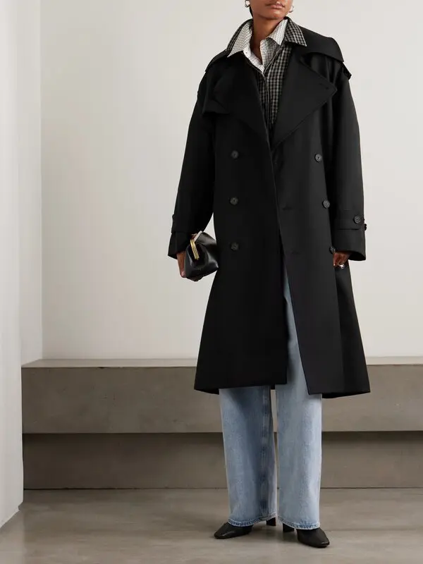 THE FRANKIE SHOP Dursley Oversized Double-breasted Belted Trench Coat - Black