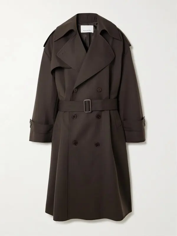 THE FRANKIE SHOP Dursey Double-breasted Belted Woven Trench Coat - Brown