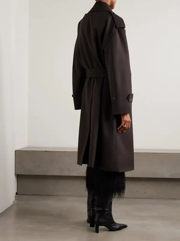 THE FRANKIE SHOP Dursey Double-breasted Belted Woven Trench Coat - Brown