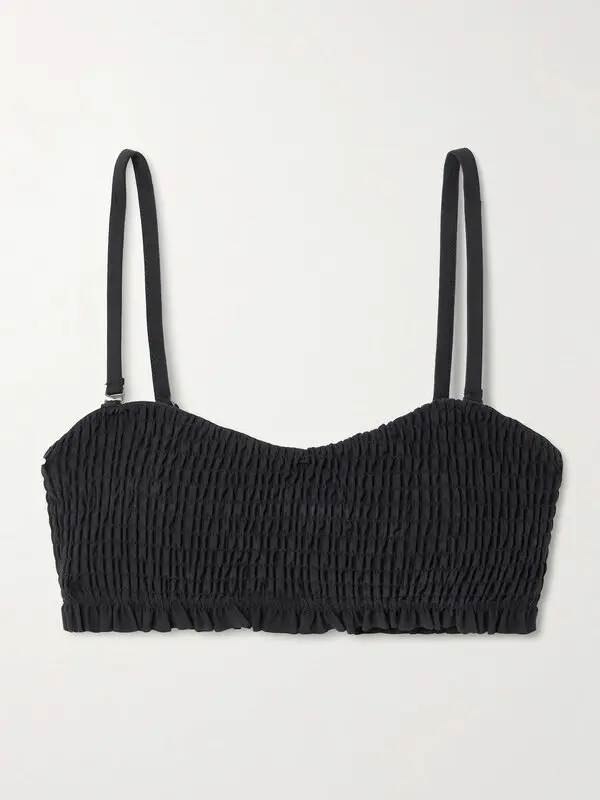 Ulla Johnson Marseille Smocked Bikini Top - Black