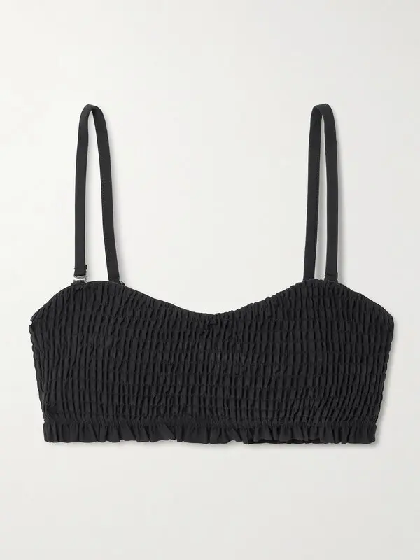 Ulla Johnson Marseille Smocked Bikini Top - Black