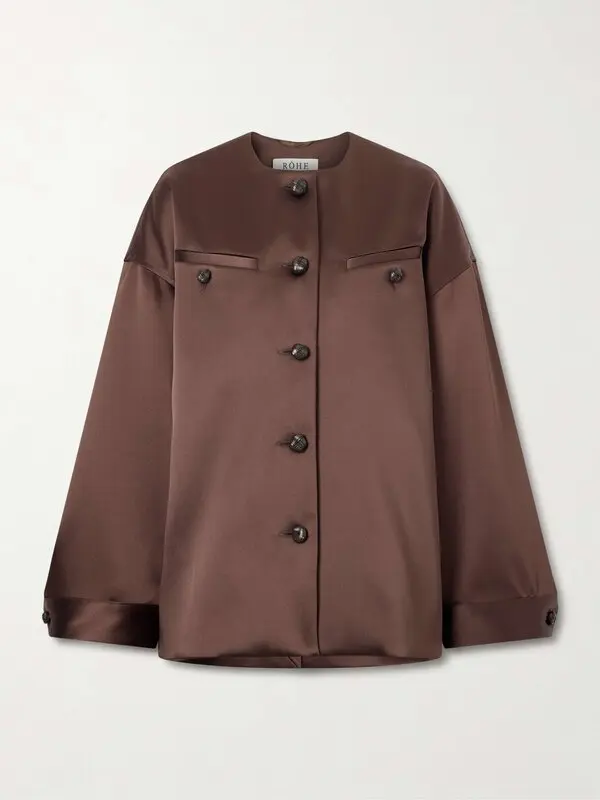 RÓHE Recycled-satin Button-down Jacket