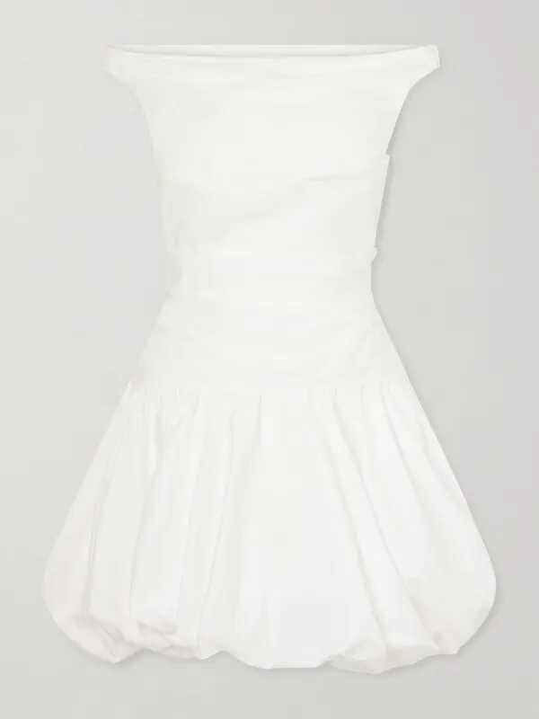 Simkhai Salina Ruched Cotton-blend Poplin Mini Dress - White