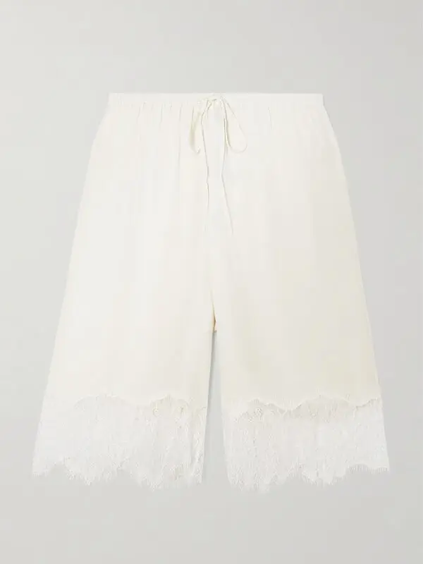 Staud Verano Lace-trimmed Silk Shorts