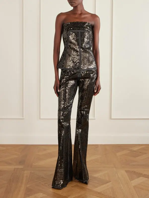 Rick Owens Sequined High-rise Bootcut Jeans