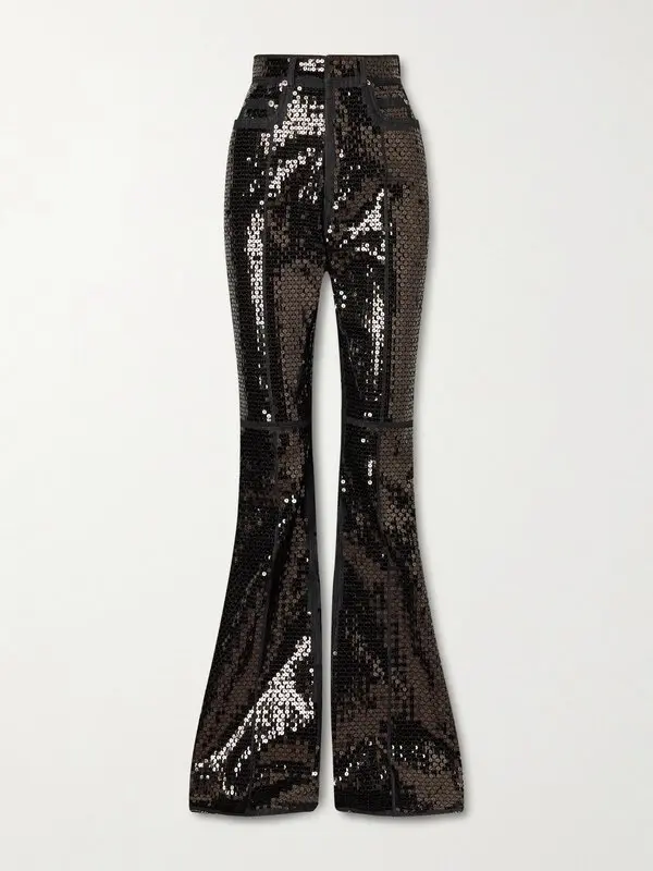 Rick Owens Sequined High-rise Bootcut Jeans