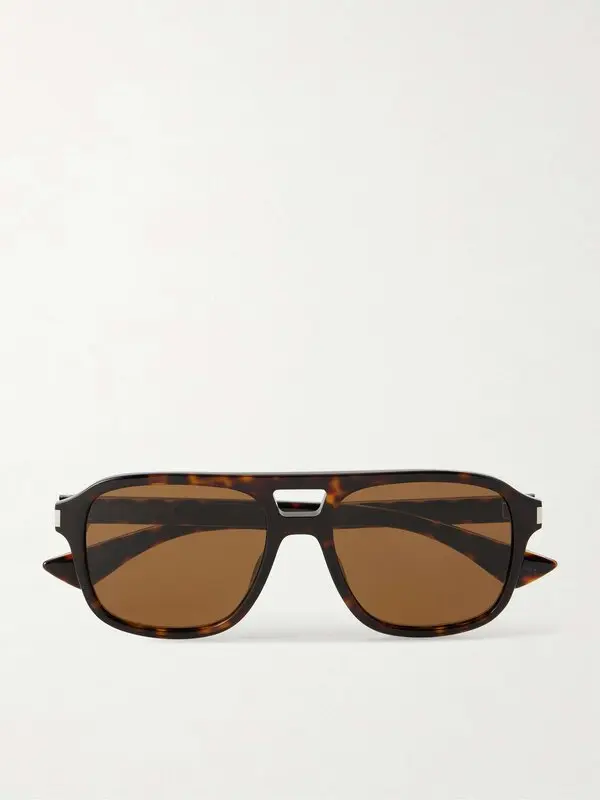 Saint Laurent Aviator-style Acetate Sunglasses - Tortoiseshell