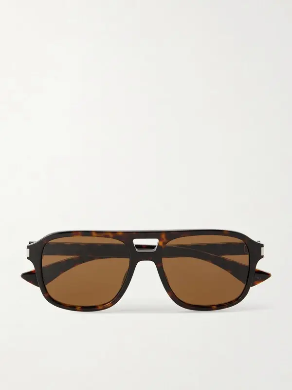 Saint Laurent Aviator-style Acetate Sunglasses - Tortoiseshell