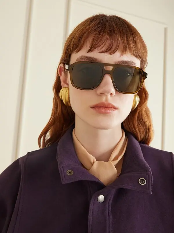 Saint Laurent Aviator-style Sunglasses - Tortoiseshell